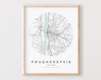 POSTER Poughkeepsie Map Print, Poughkeepsie Map Poster City Wall Art ...