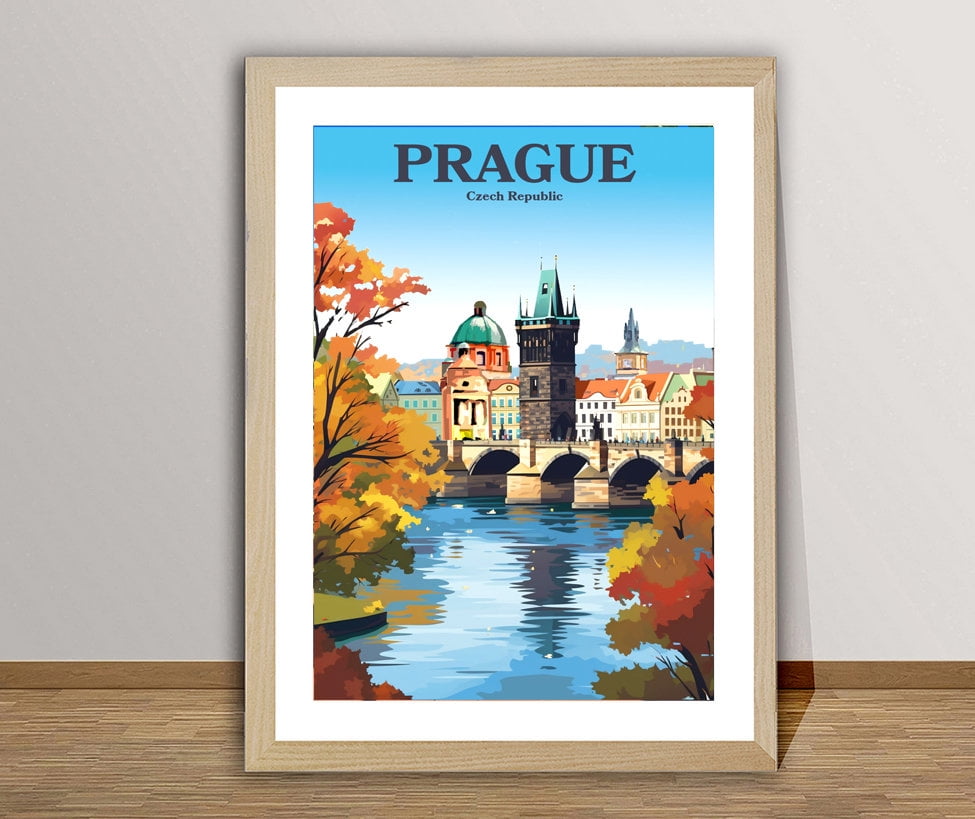 POSTER Prague, Charles Bridge, Czech Republic Travel Poster by Wed ...
