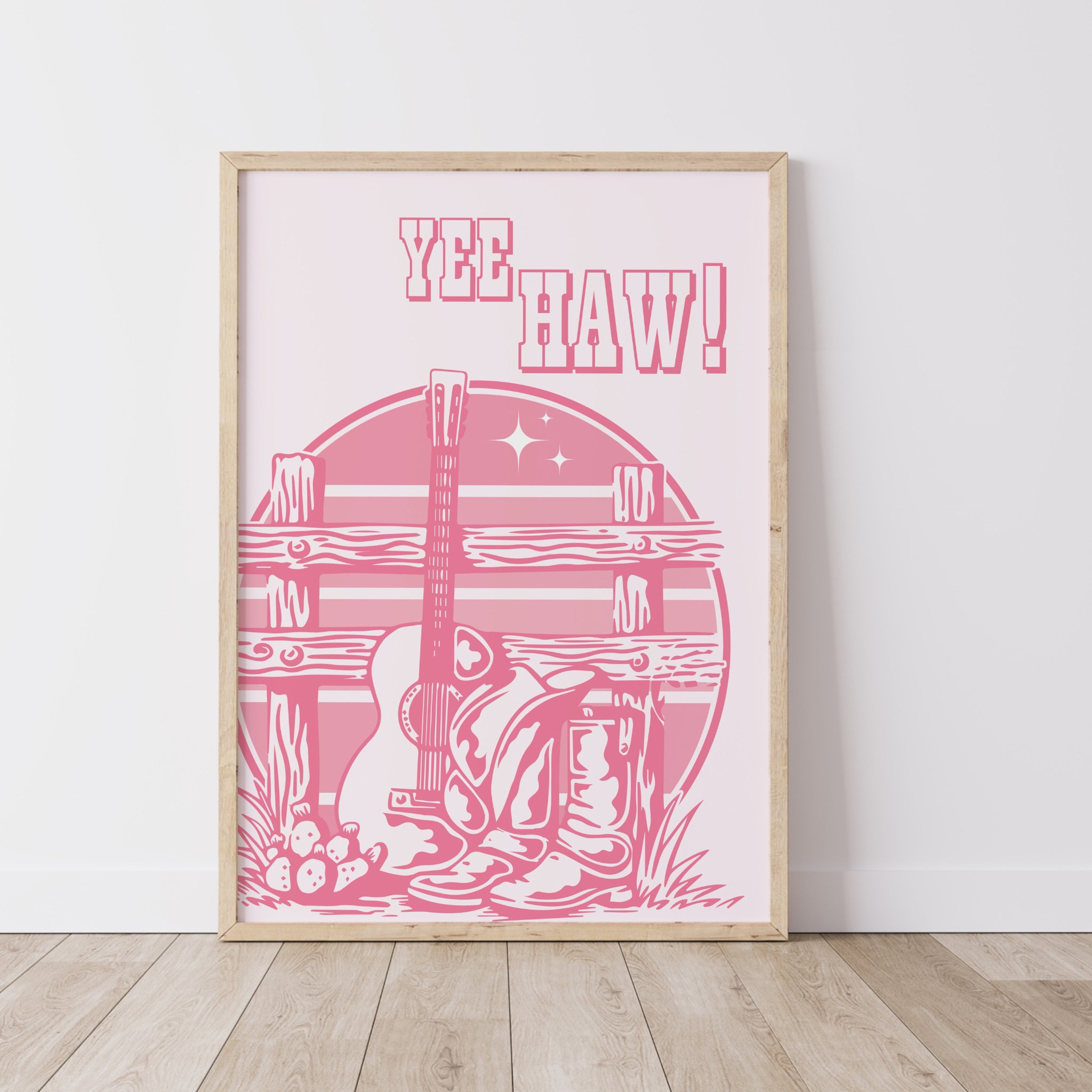 POSTER Preppy Pink Cowgirl Hat Boots Poster, Cowboy Poster, Country ...