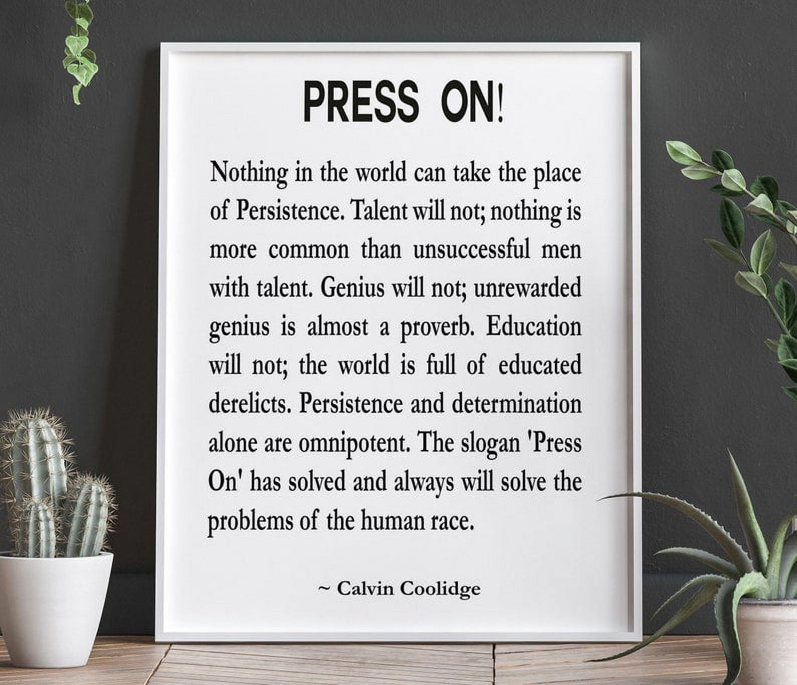 POSTER Press On by Calvin Coolidge Perseverance Quote Inspiring Quote ...