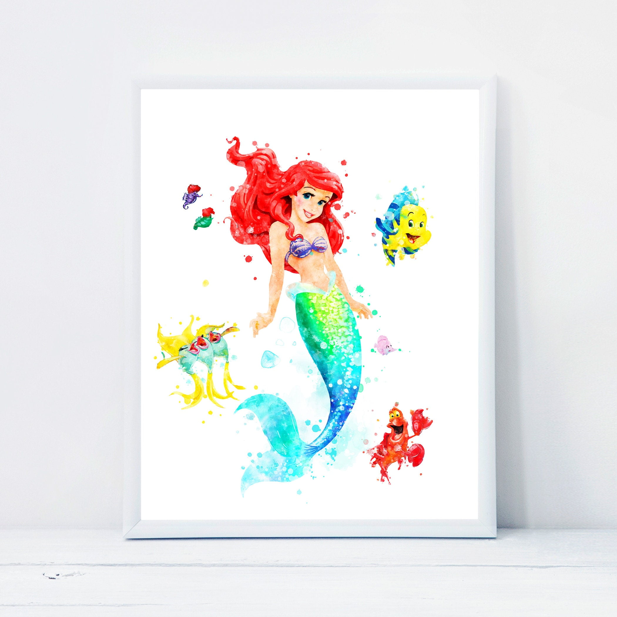 POSTER Princess Ariel Print Little Mermaid Watercolor Princess Poster ...