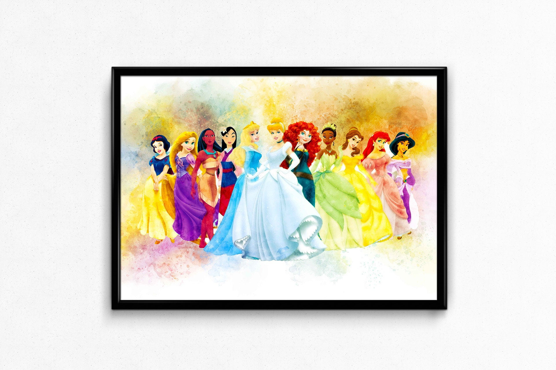 POSTER Princess watercolor prints All princesses poster Wall decor ...