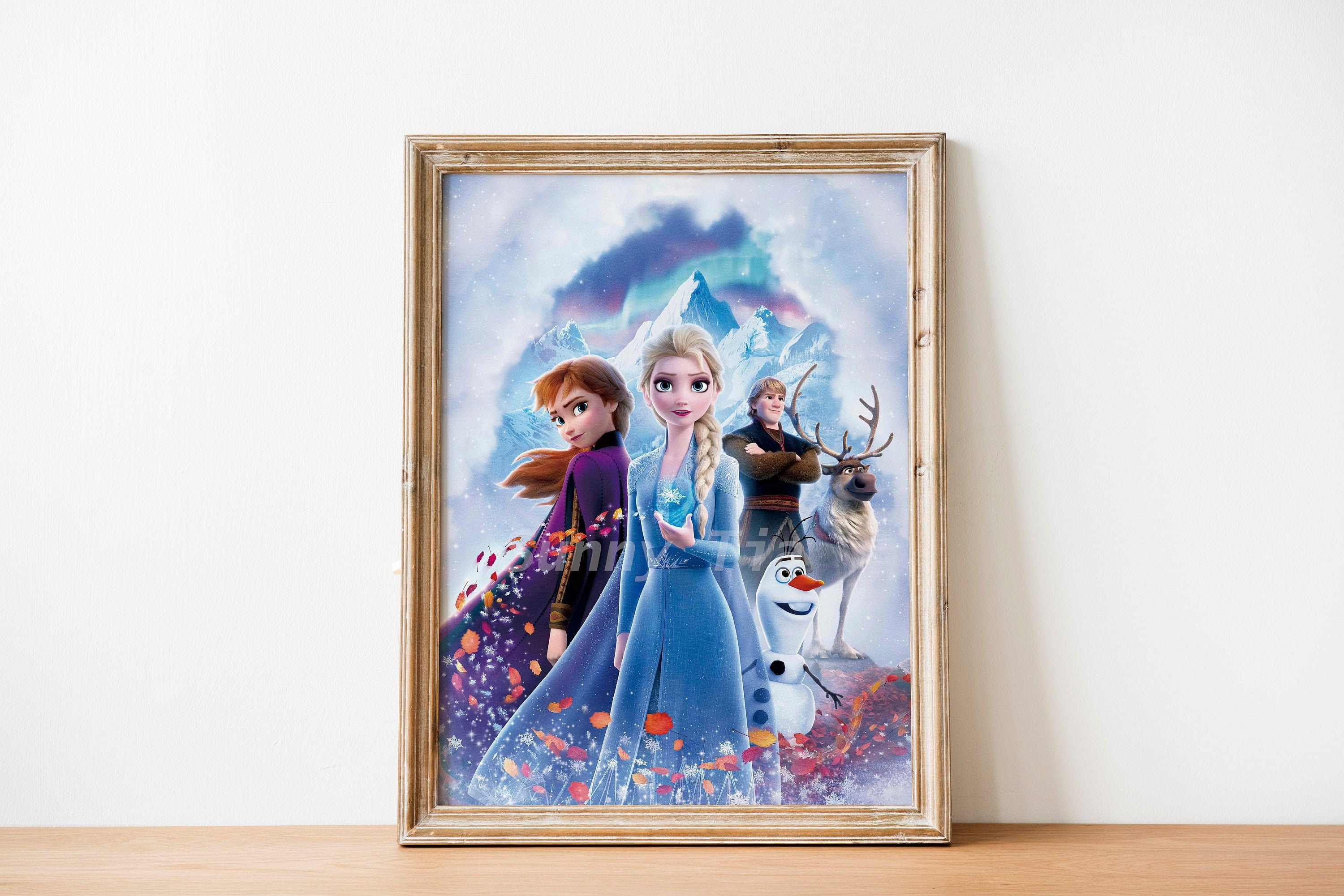 POSTER Princesses Elsa, Anna, Kristoff, Sven, Olaf, Frozen 2 Film Print ...