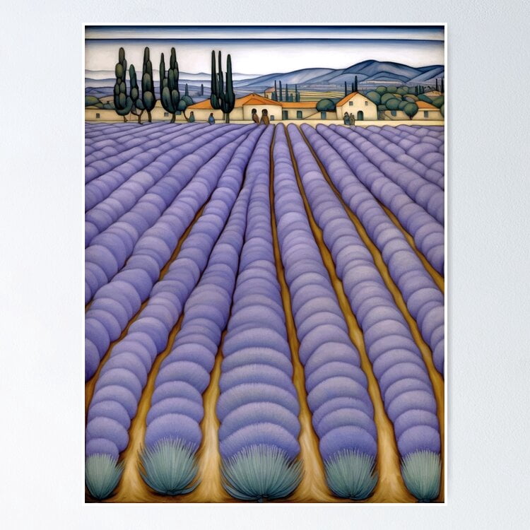 POSTER Provence Lavender Field Painting Diego Rivera Inspired POSTER ...