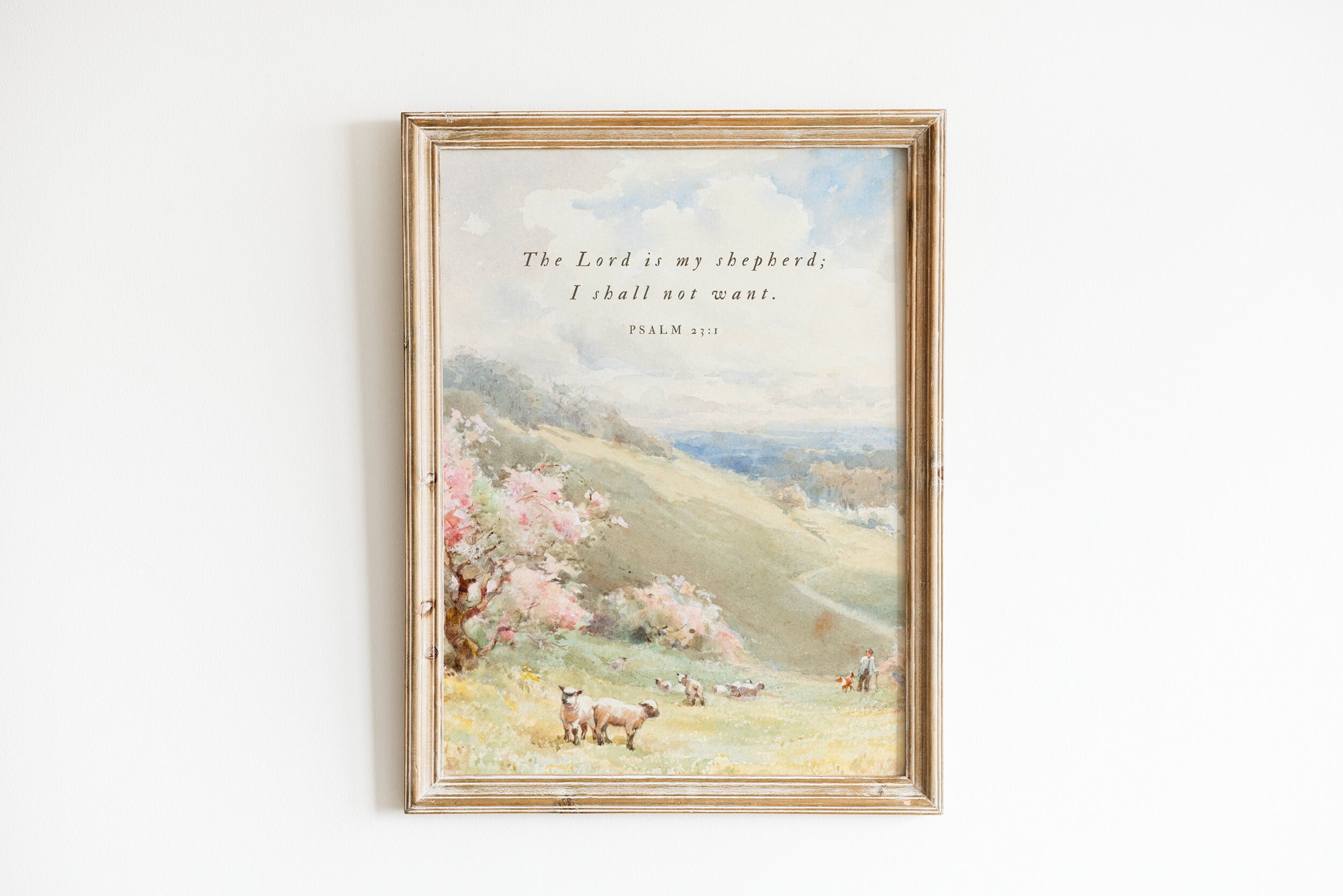 POSTER Psalm 23 Christian Wall Art, Calming Bible Verse Print, Vintage ...