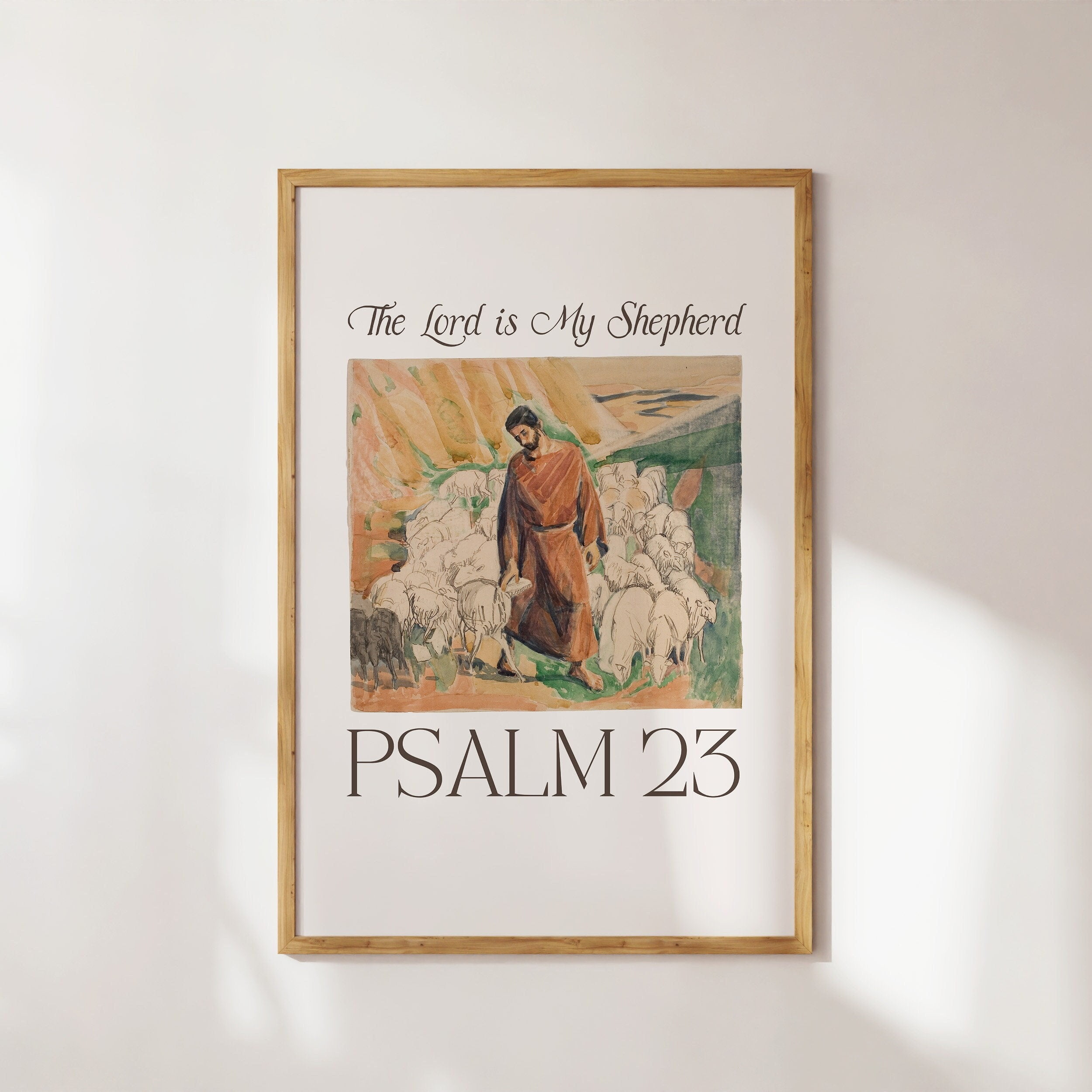 POSTER Psalm 23 Vintage Shepherd Christian Wall Art Watercolor Sketch ...