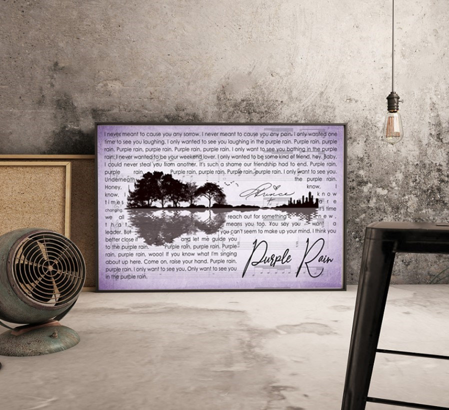 POSTER Purple Rain, Prince Lyrics With Signature Poster, Guitar Purple ...