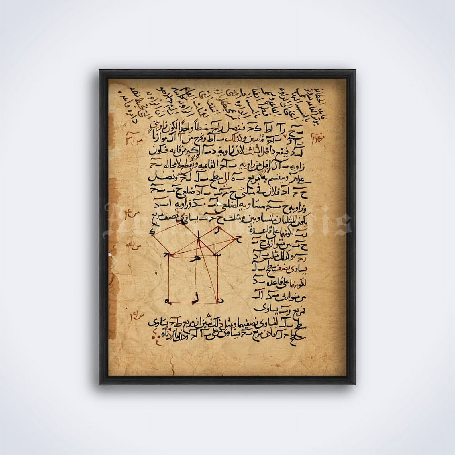 POSTER Pythagorean theorem ancient Arabian manuscript, Euclids Elements ...