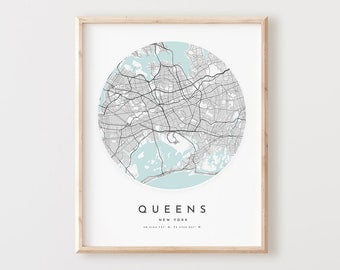 POSTER Queens Map Print, Queens Map Poster City Wall Art, Ny Road Map ...