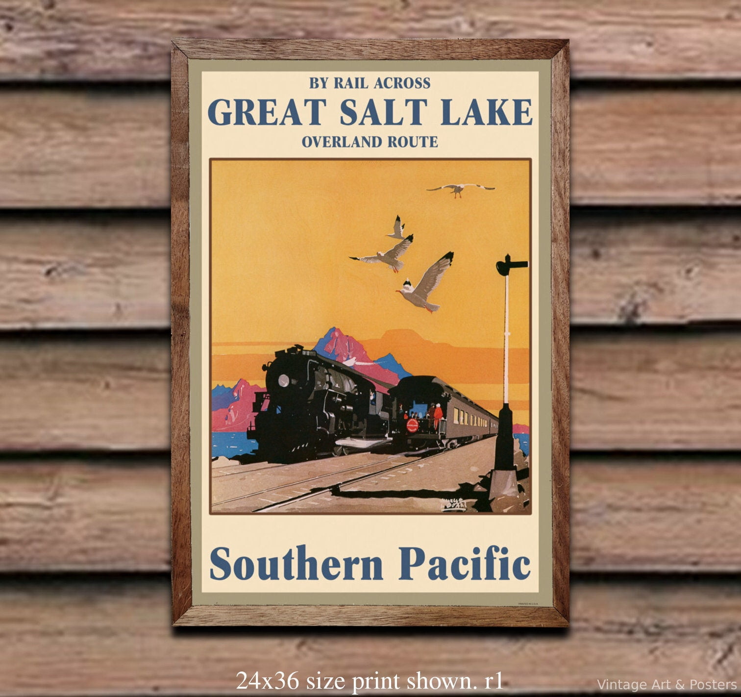 POSTER Railroad Travel Poster, Great Salt Lake, Southern Pacific ...