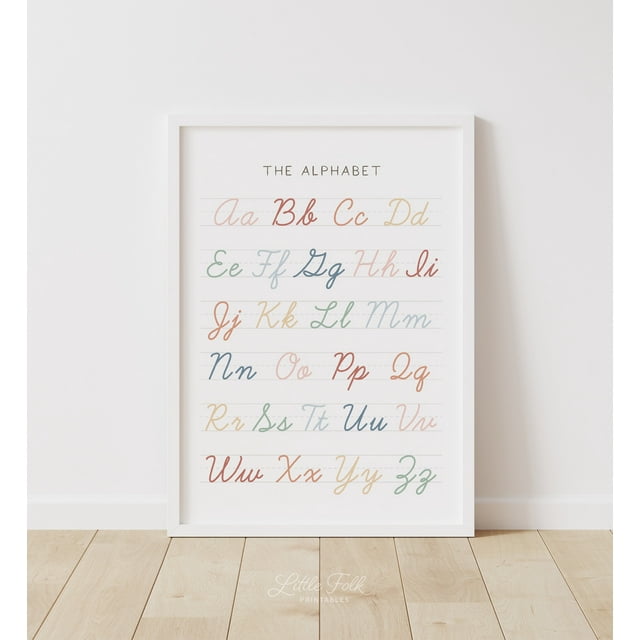 POSTER Rainbow Cursive Alphabet Poster, Handwriting Chart Print ...