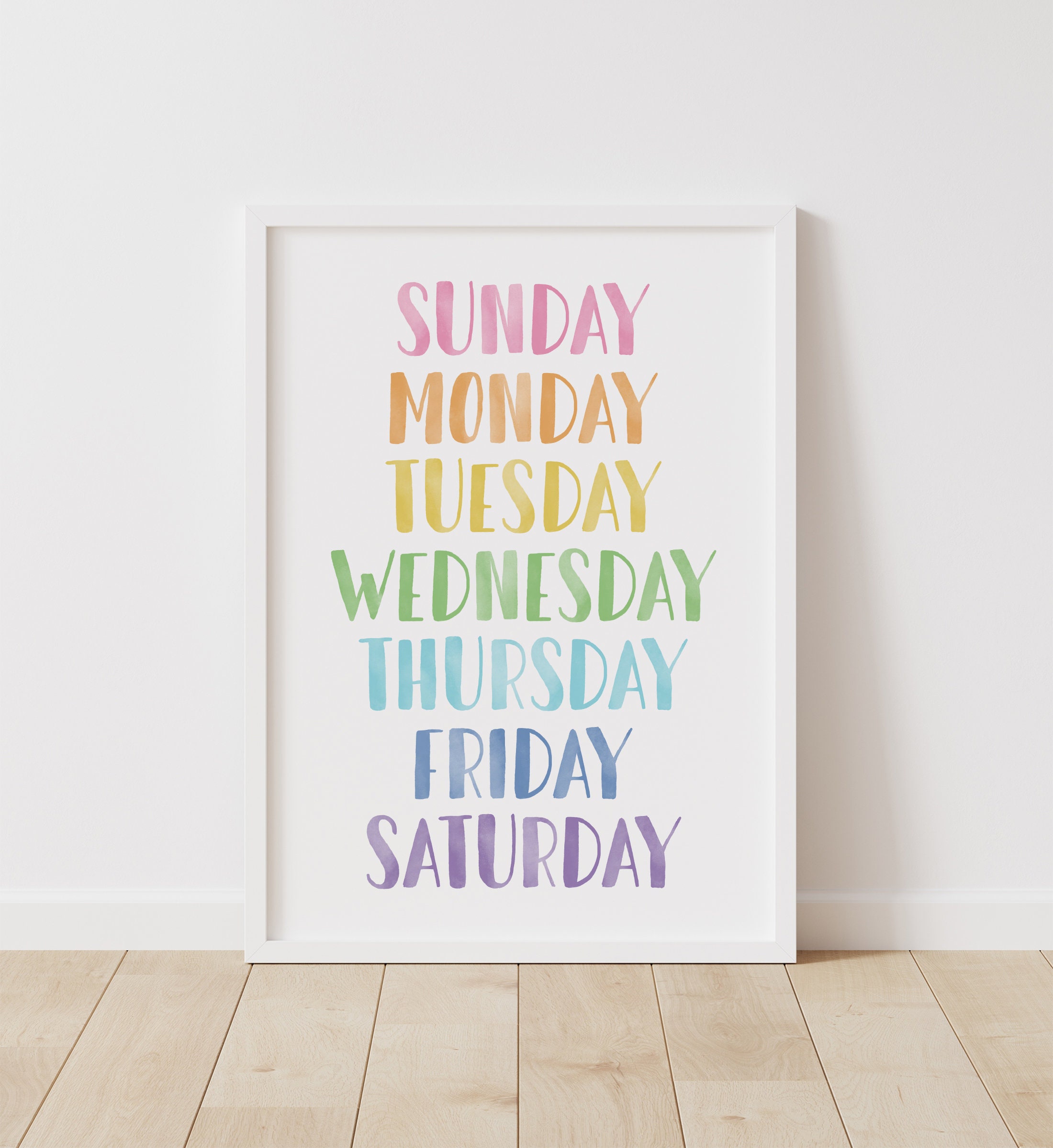 POSTER Rainbow Days of the Week Poster, Wall Art, Educational Print ...