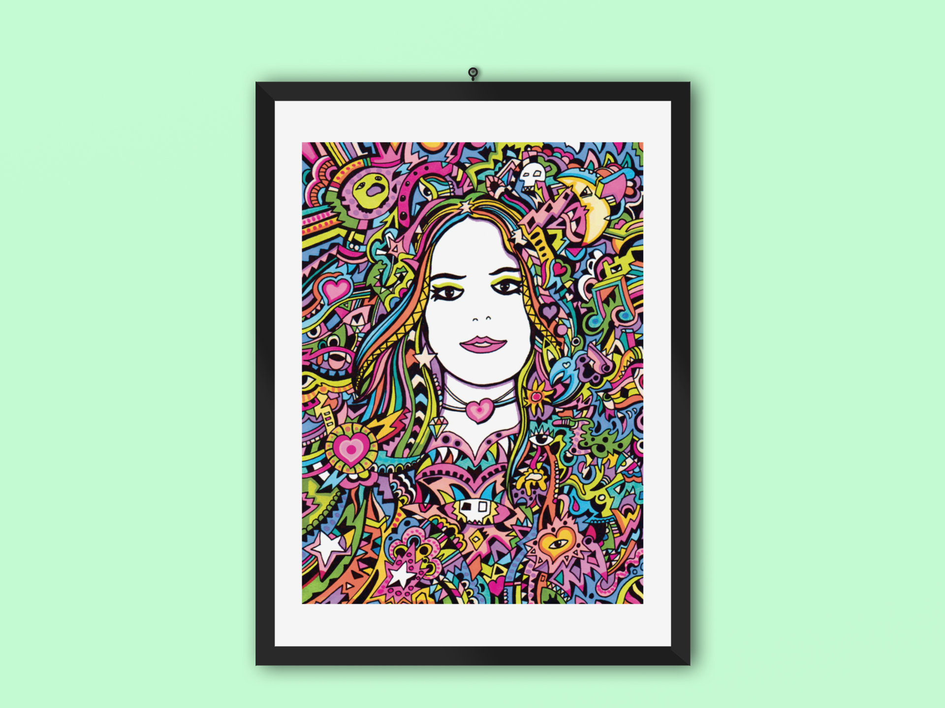 POSTER Rainbow Girl Art Print, Psychedelic Art, Trippy Art, Portrait ...