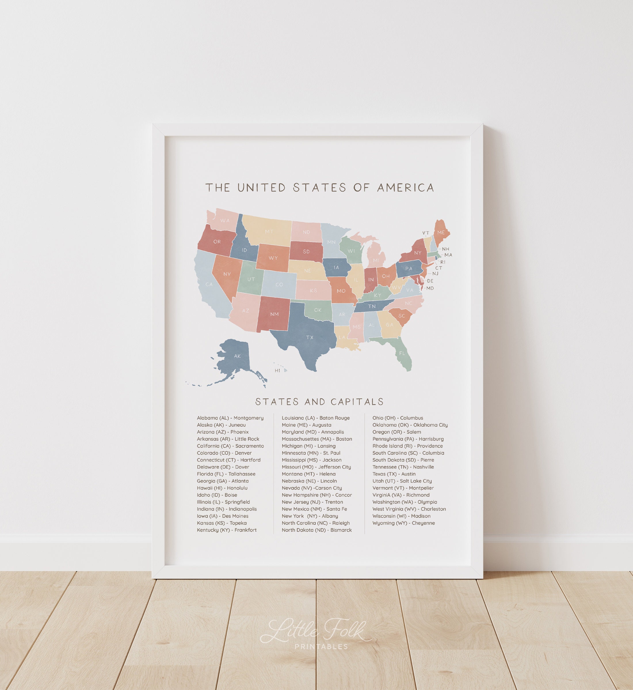 POSTER Rainbow United States Map Print, US Map Poster, Educational Wall ...
