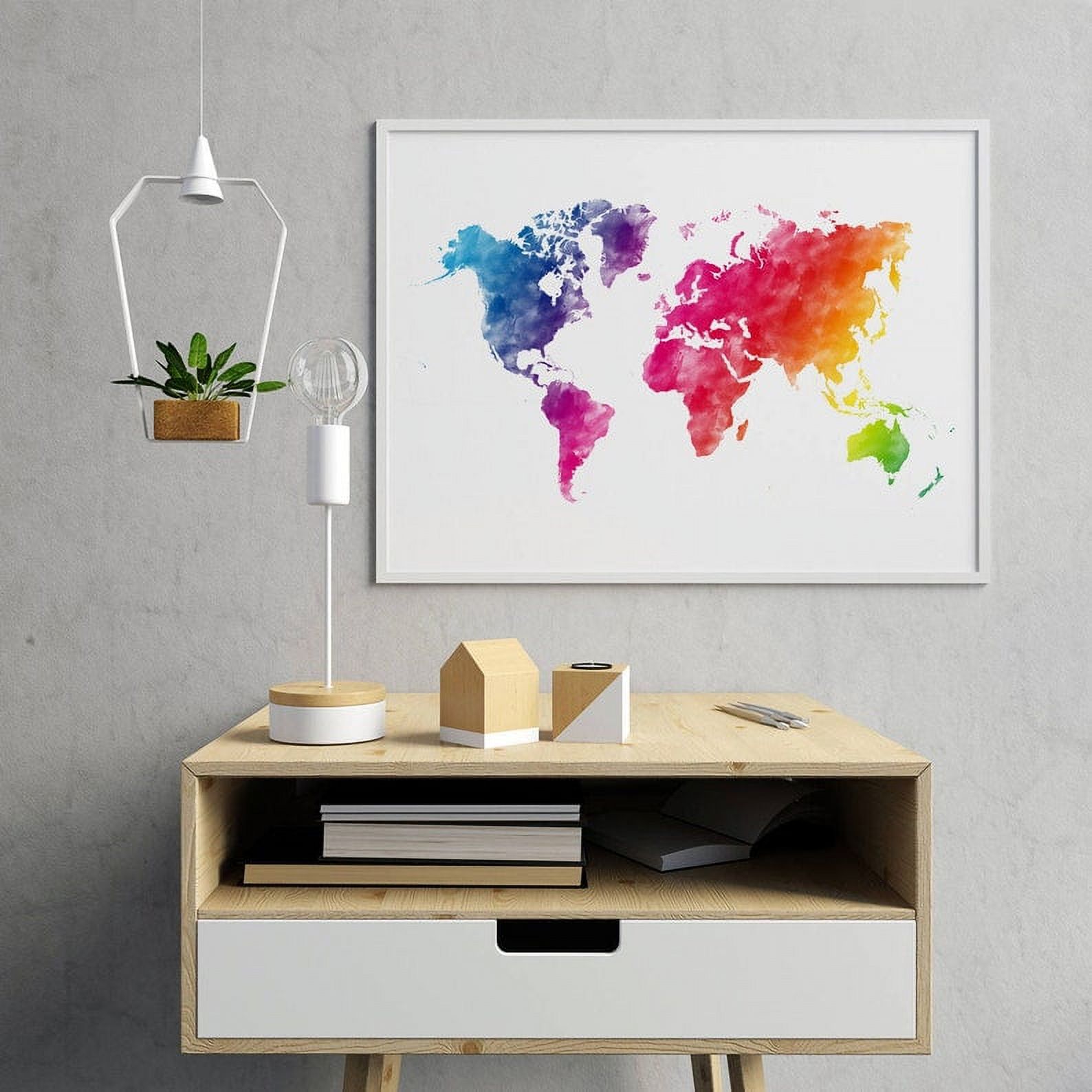 POSTER Rainbow World Map Rainbow Watercolor World Map, Colorful World ...