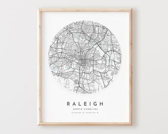 POSTER Raleigh Map Print, Raleigh Map Poster City Wall Art, Nc Road Map ...