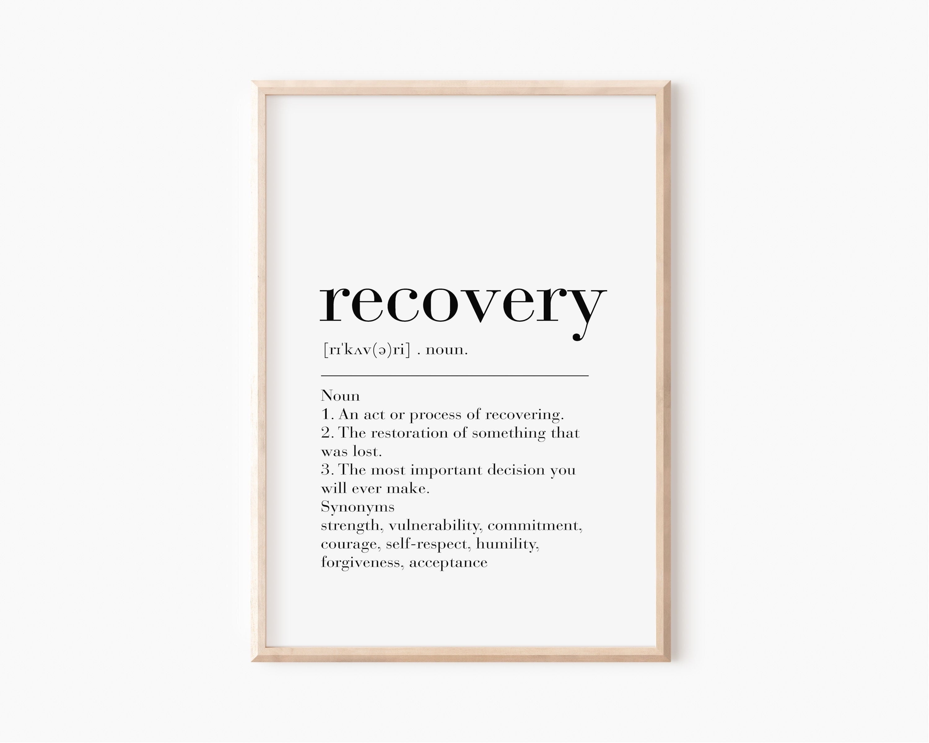 POSTER Recovery Definition Print ,Recovery Print, Recovery Poster ...