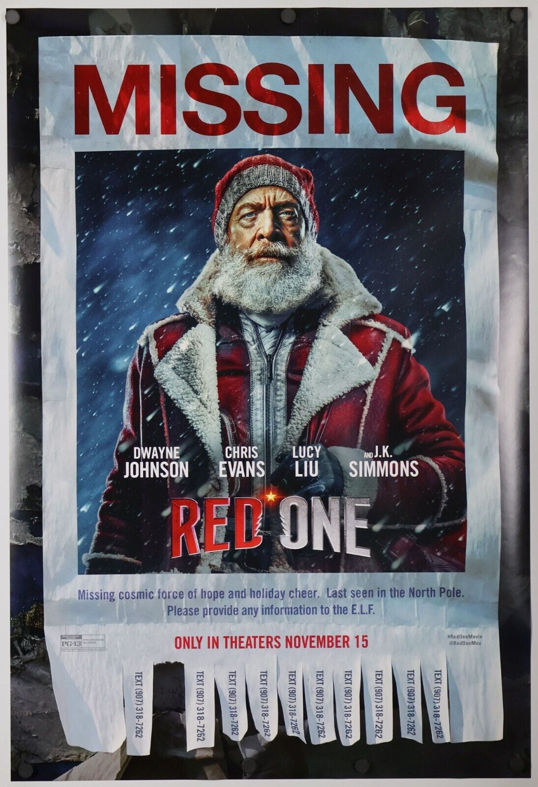 POSTER Red One - original DS movie poster 2024 - Evans , Rock , Simmons ...