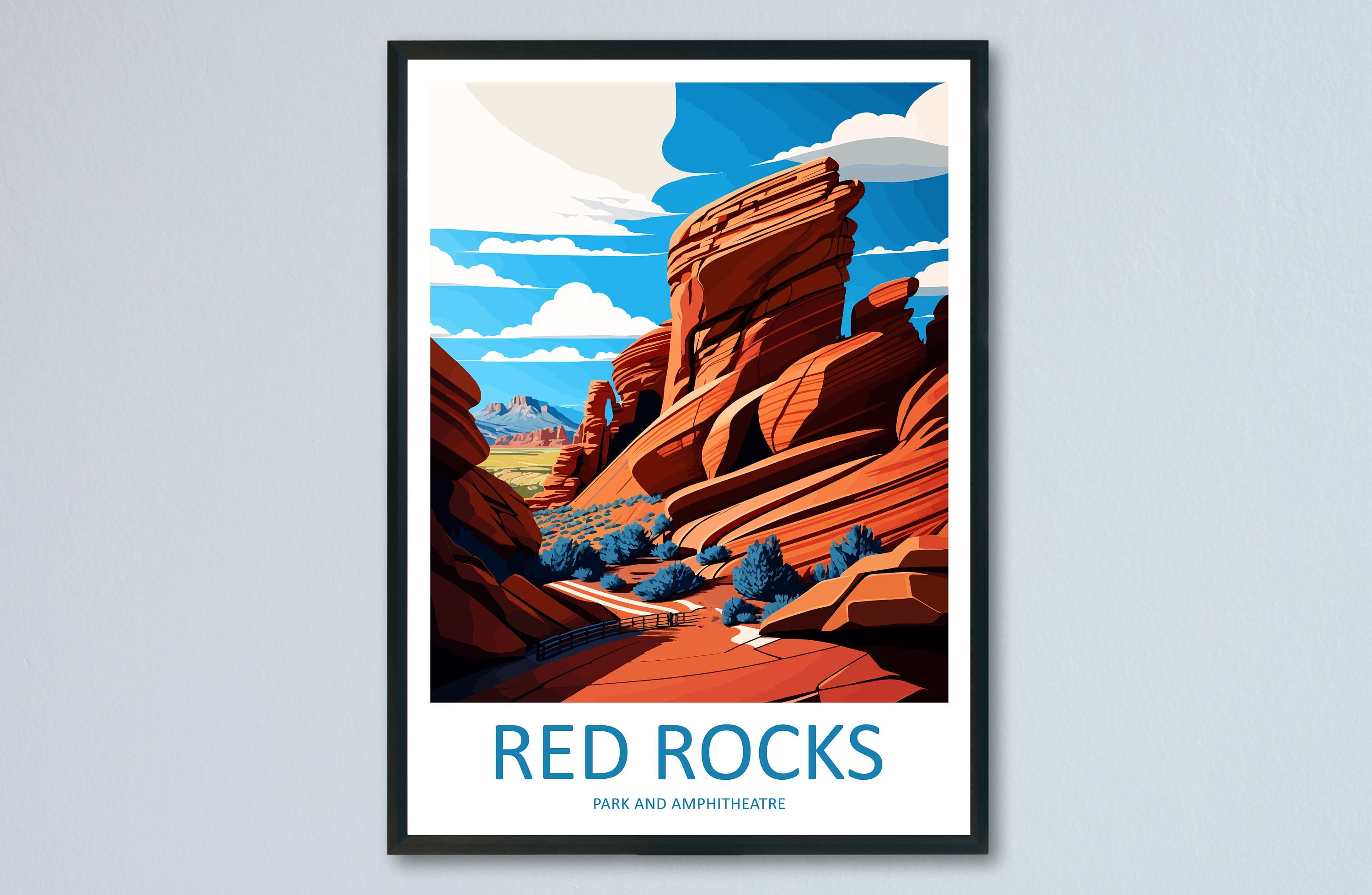 POSTER Red Rocks Park And Amphitheatre Travel Print Wall Art Red Rocks ...
