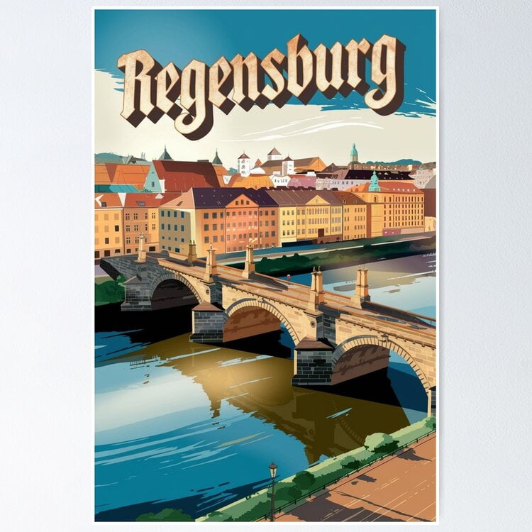 POSTER Regensburg Vintage Travel Poster Poster UNFRAMED, 12x18 ...