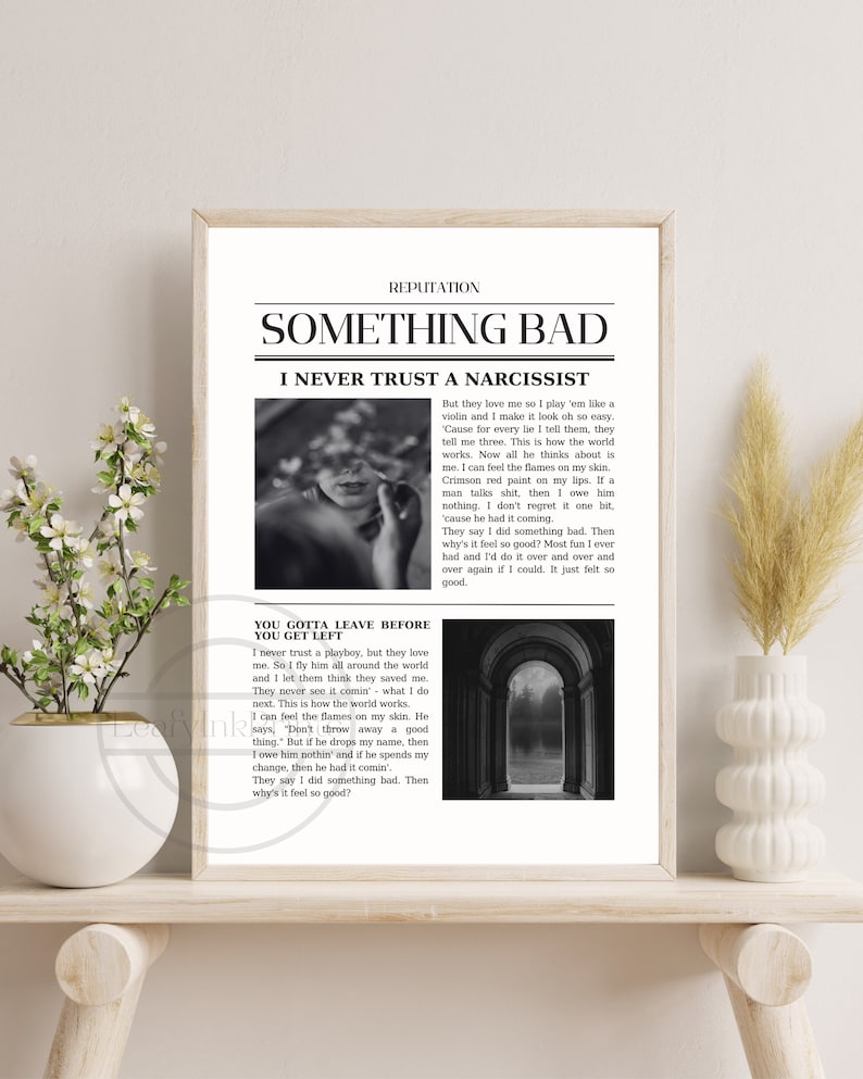 POSTER Reputation Lyrics Poster | I Did Something Bad | Newspaper Print ...