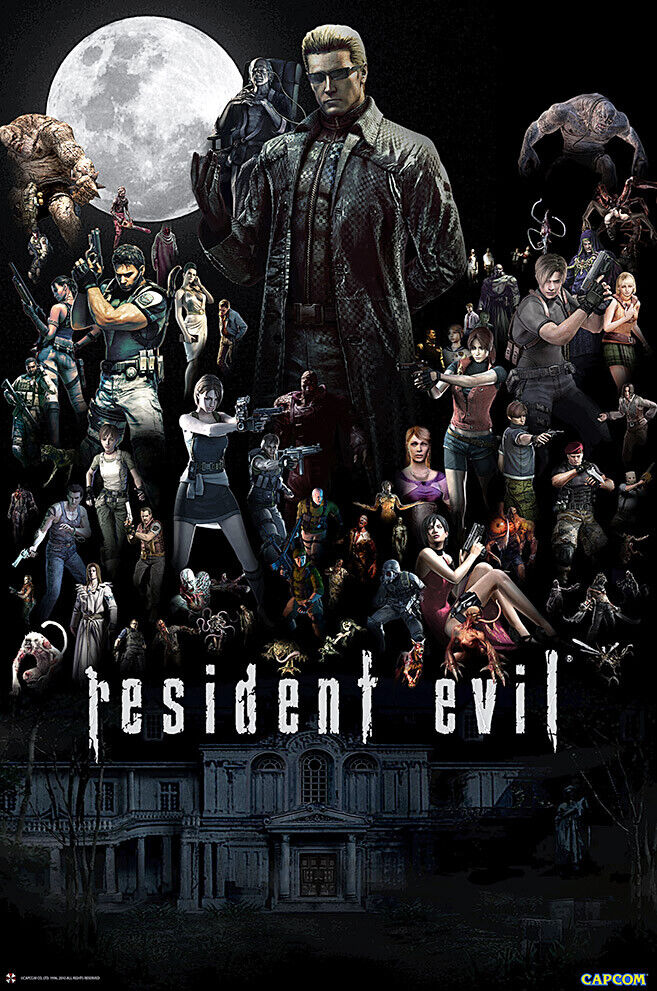 POSTER Resident Evil Roster PS1 PS2 PS3 PS4 PS5 N64 GameCube POSTER MADE IN USA-8x12-UNFRAMED ...