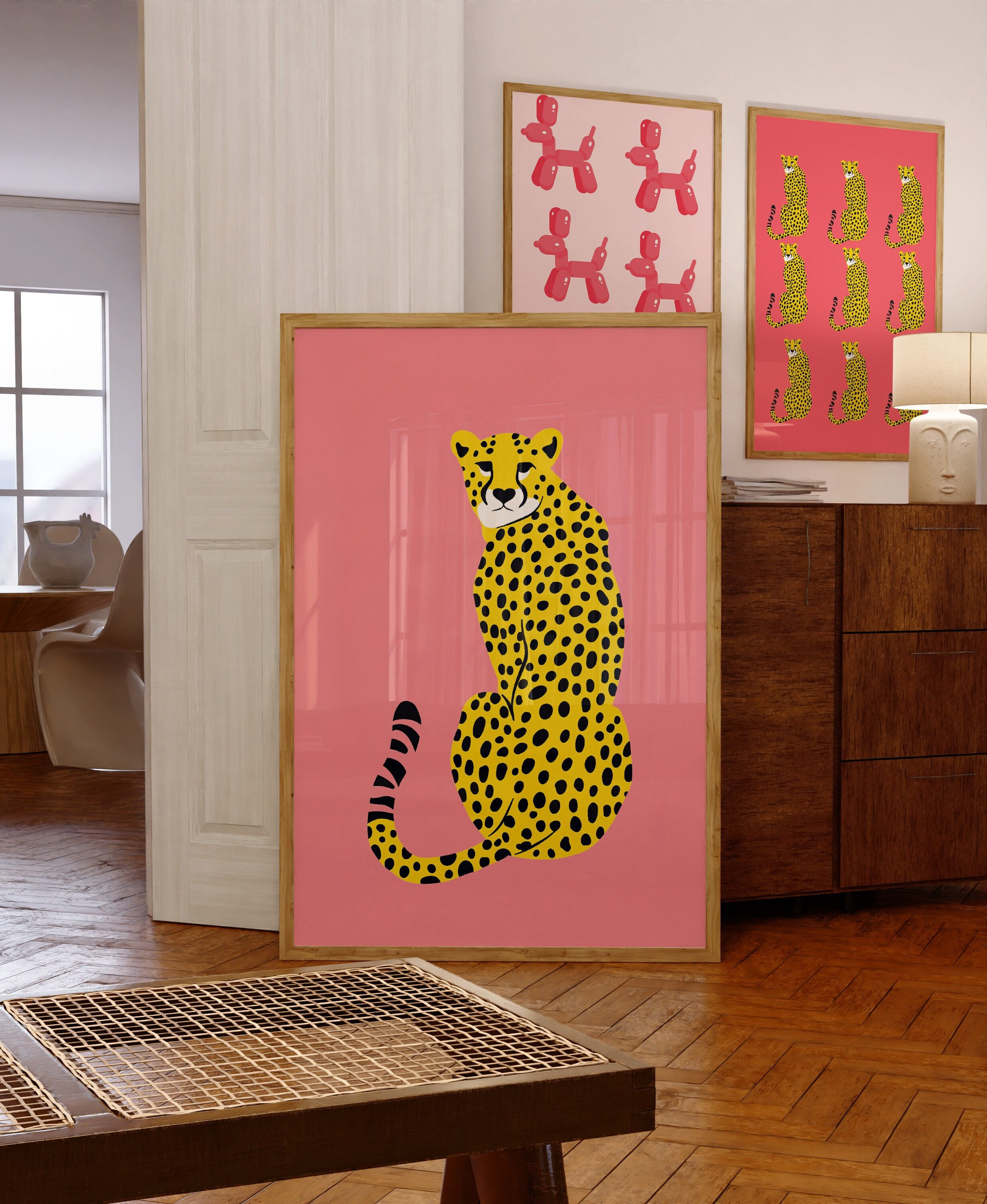 POSTER Retro Cheetah Print-Pink Leopard Art Print-Jungle Poster-Minimal ...