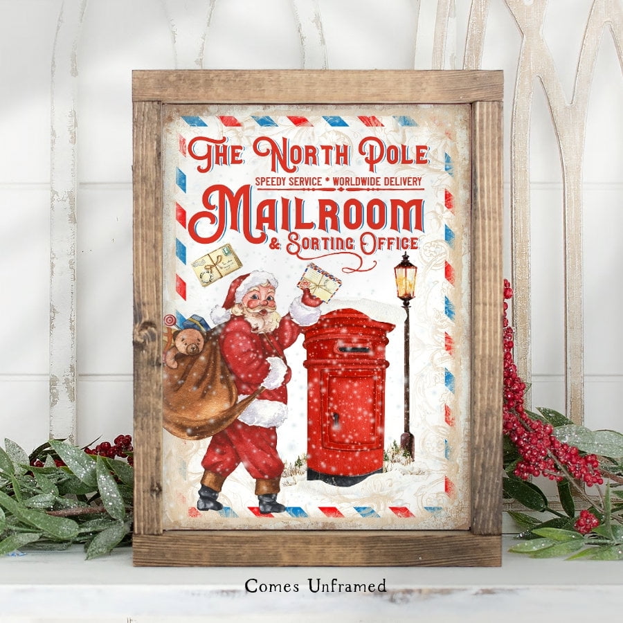 POSTER Retro Christmas Poster, Santa's North Pole Mailroom Poster ...