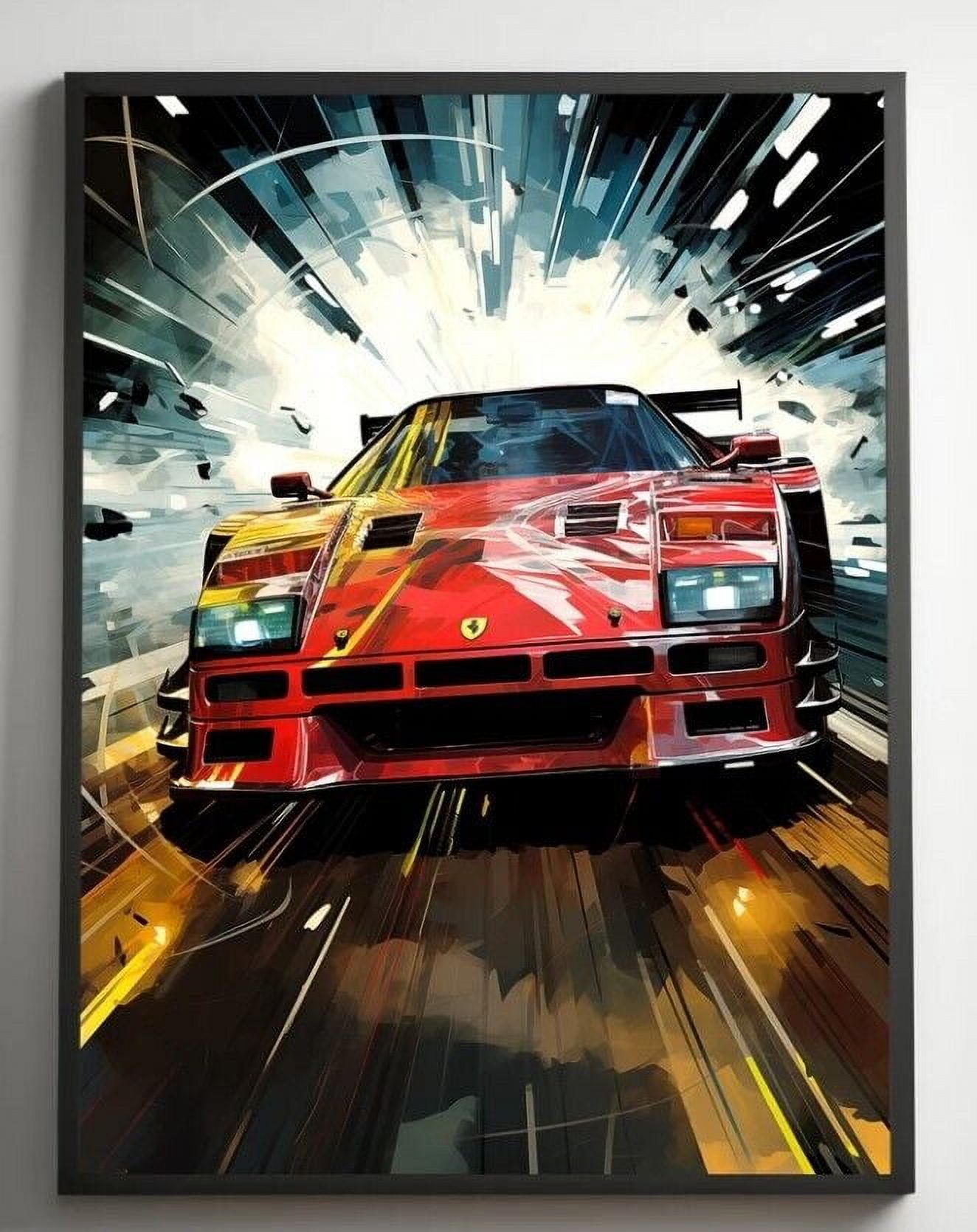 POSTER Retro Ferrari F40 Car Posters Illustration Prints, Vintage Car ...