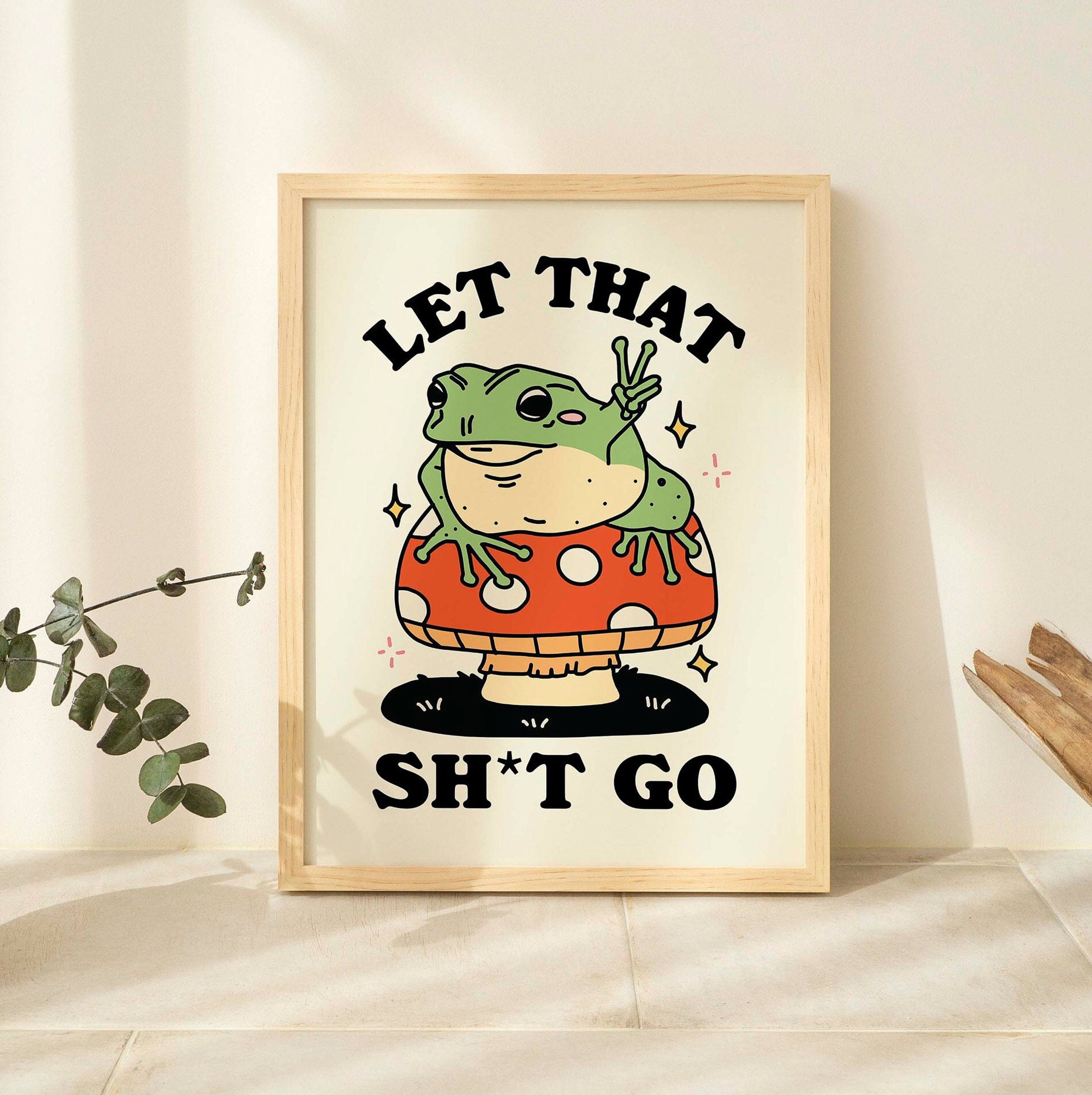 POSTER Retro Frog Poster, Funny Quote, Rude Bathroom Print, Frog ...