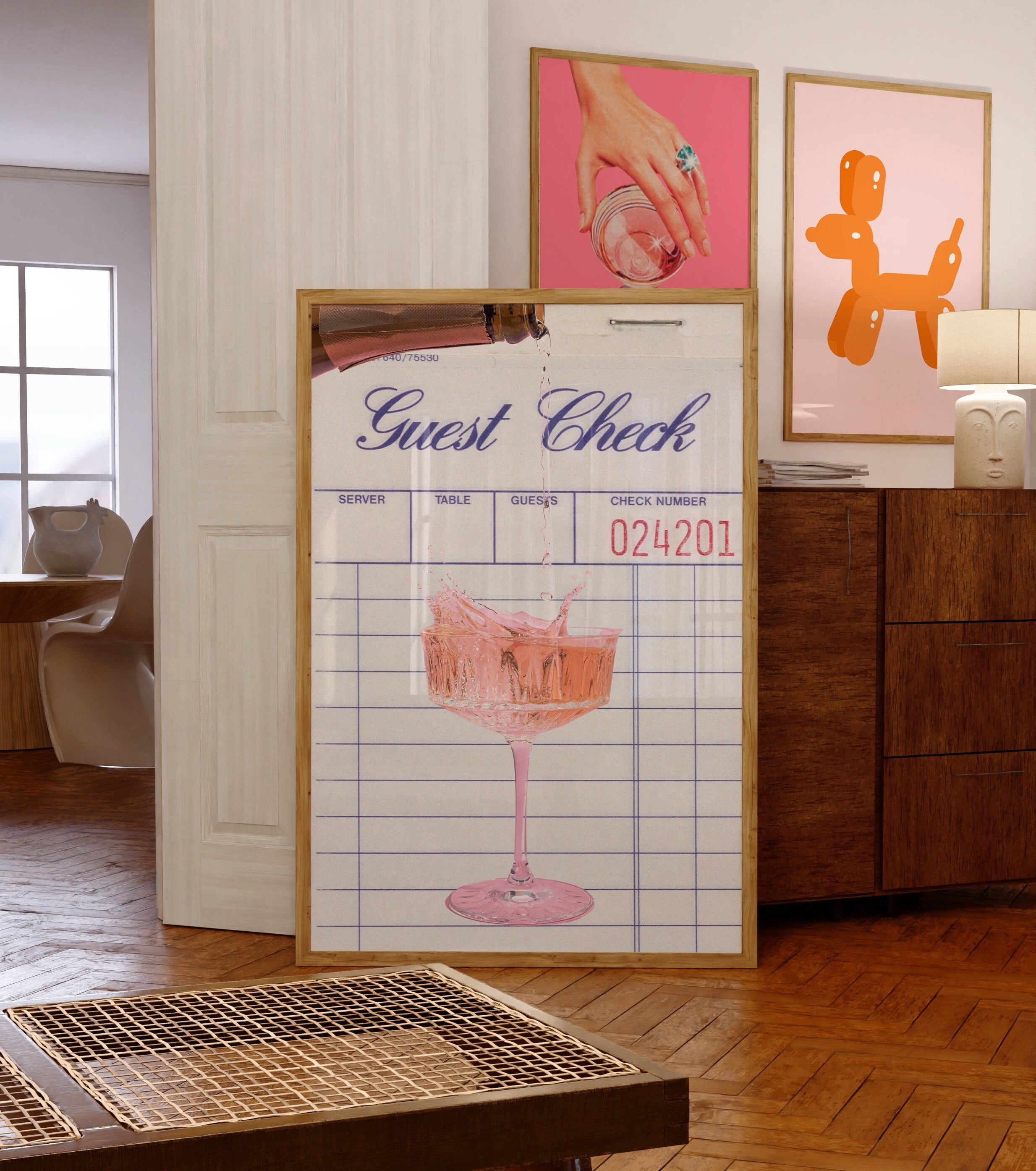 POSTER Retro Guest Check Cheers Cocktail Art-Trendy Guest Check Poster ...