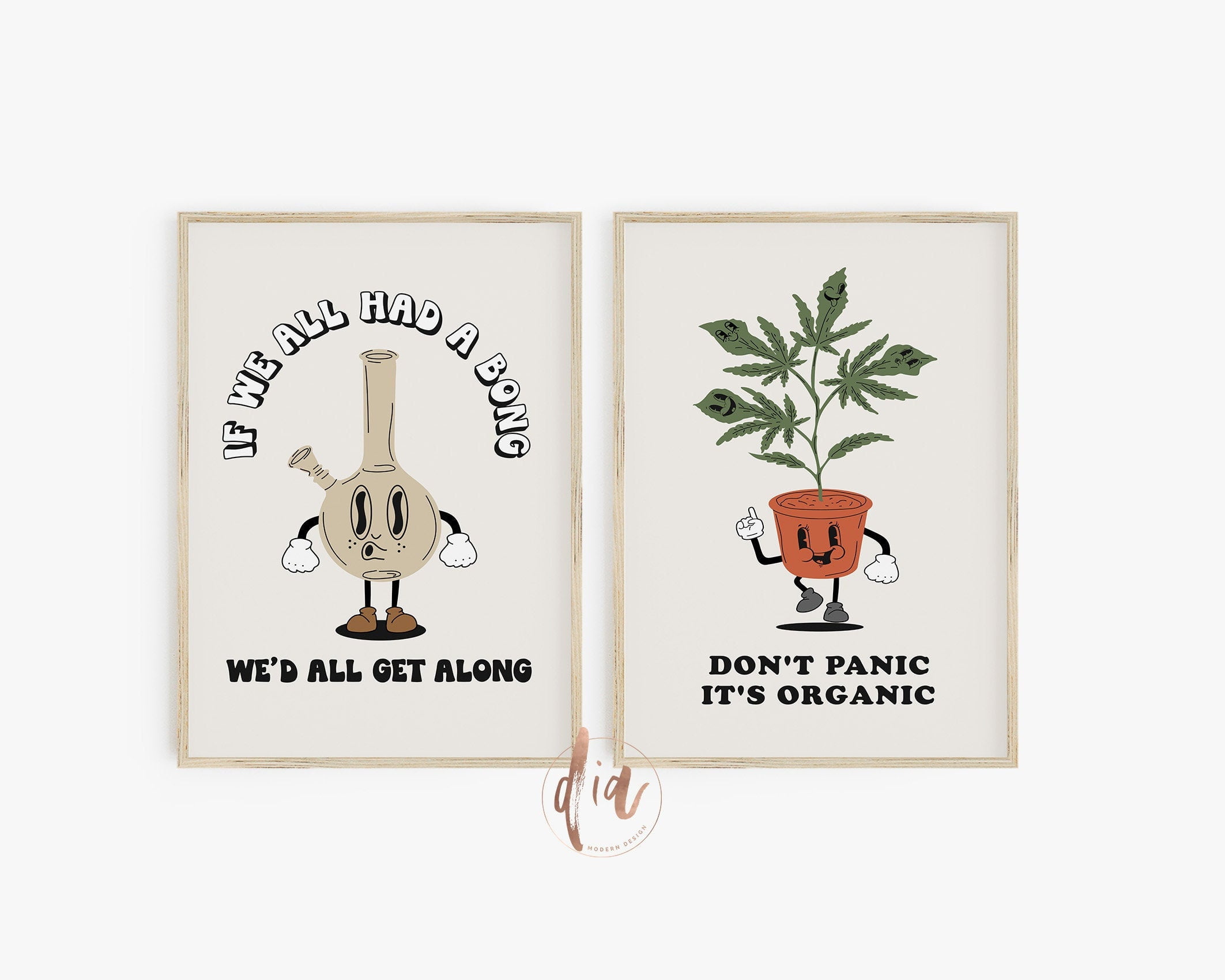 POSTER Retro Marijuana Print, Funny Weed Wall Art Print, Bong Cartoon ...