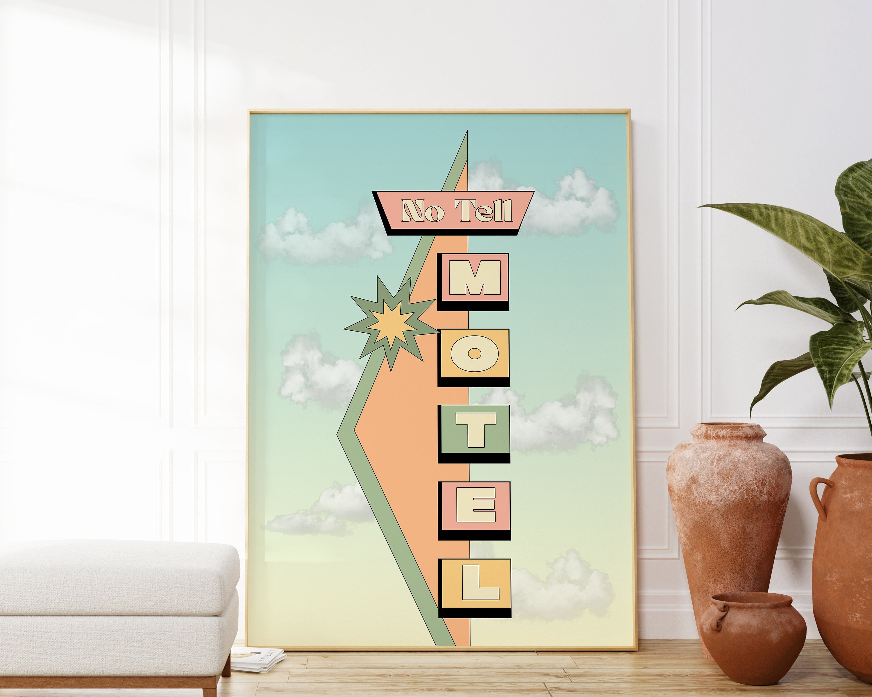 POSTER Retro Motel Sign, 70s Wall Art, Trendy Wall Art, Retro Aesthetic ...