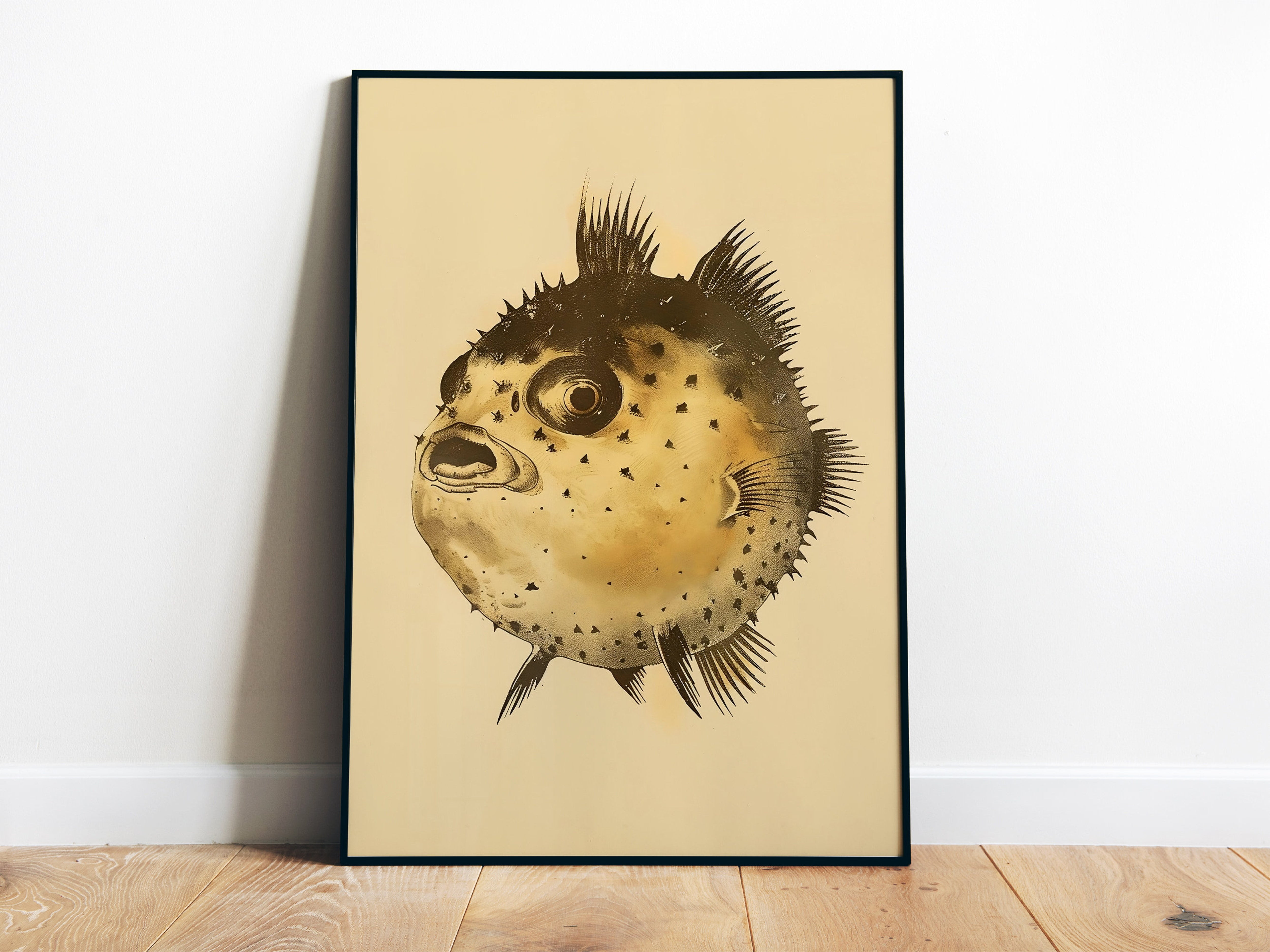 POSTER Retro Puffer Fish Poster Fish Wall Art for Bathroom Vintage ...