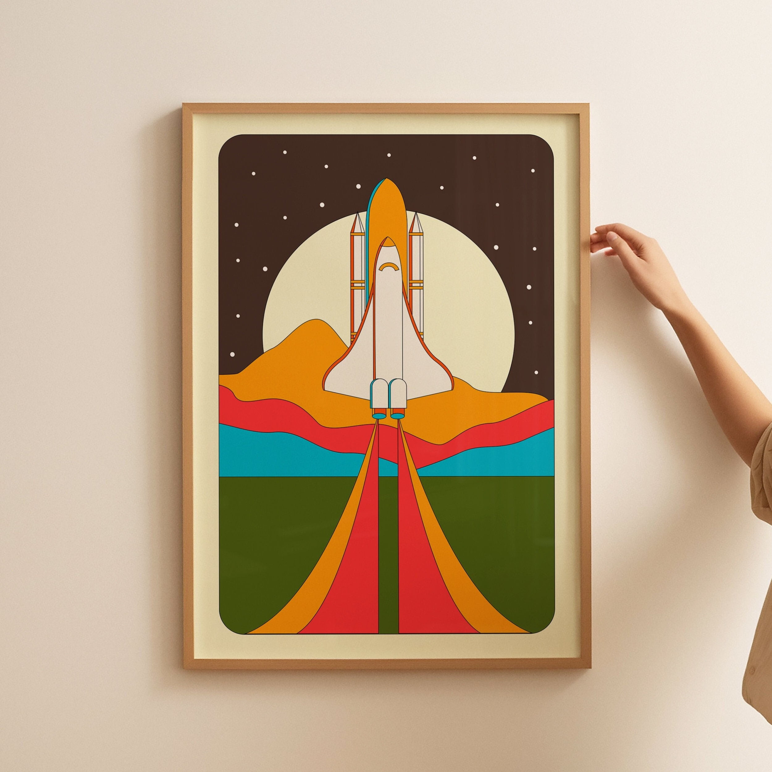 POSTER Retro Space Shuttle Poster, Space Rocket Print, Retro Space ...