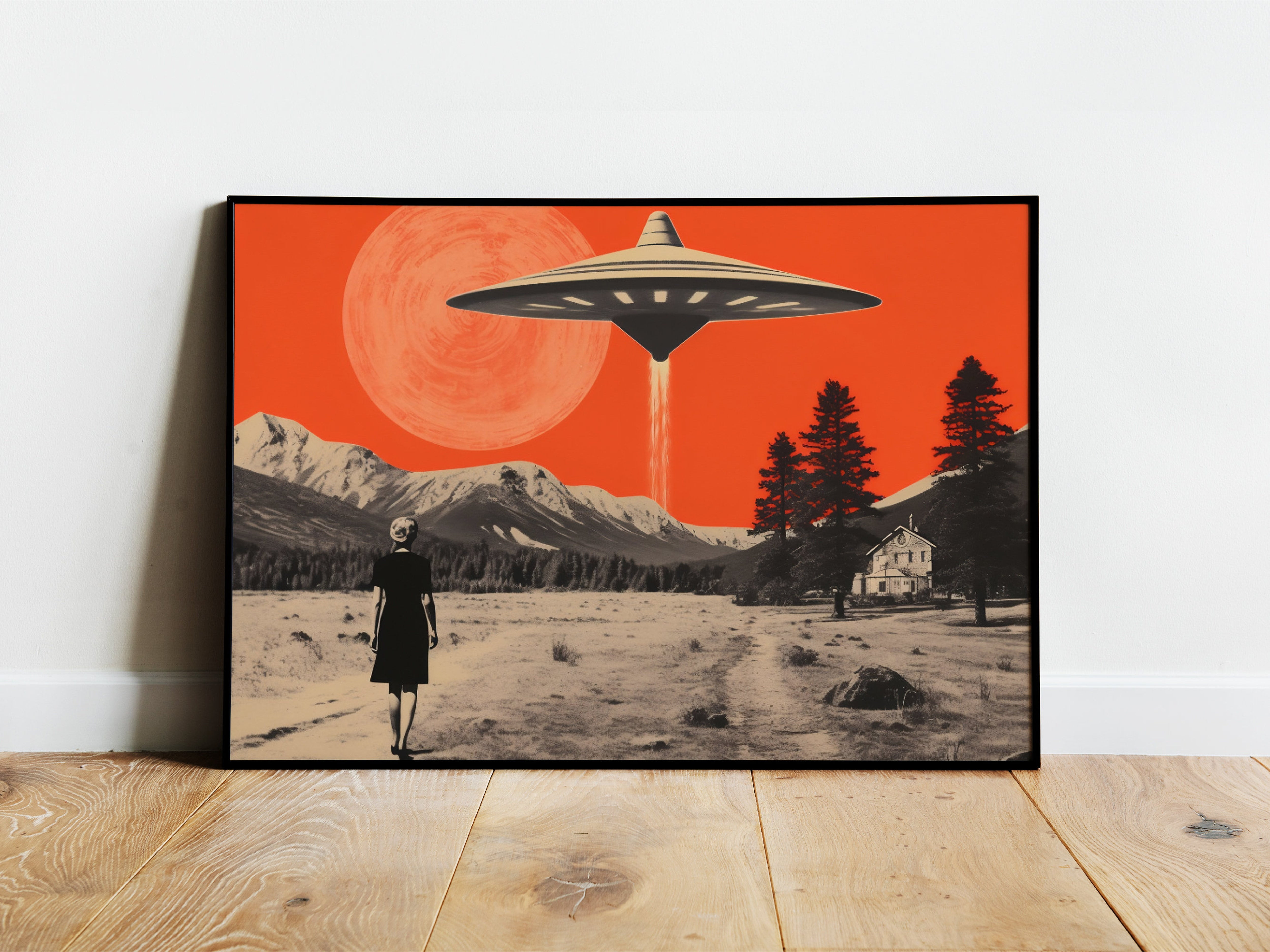 POSTER Retro UFO Wall Art Alien Abduction Art Alien Print UFO ...