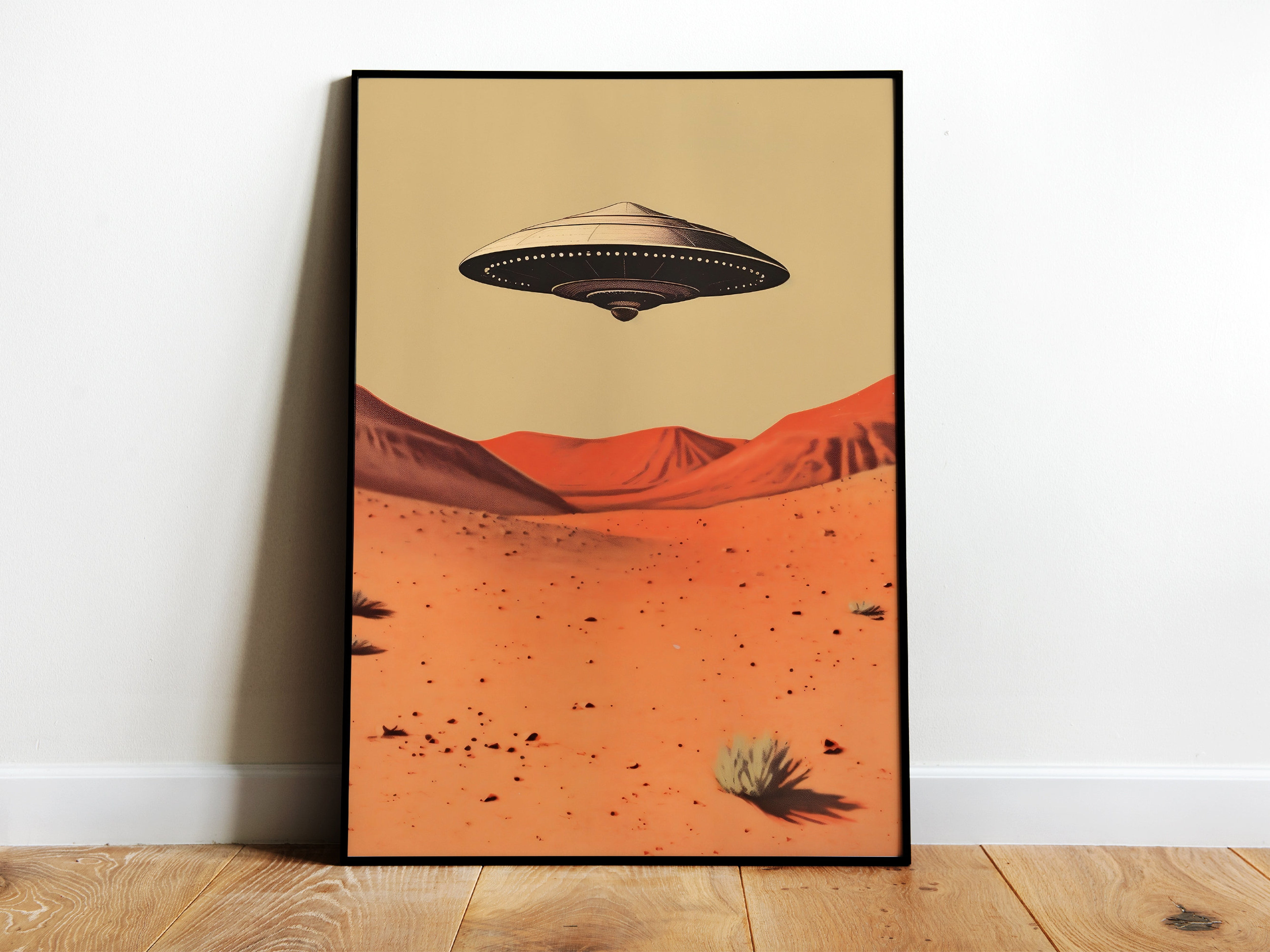 POSTER Retro Ufo Poster Alien Wall Art UFO Retro Print Hovering Ufo ...