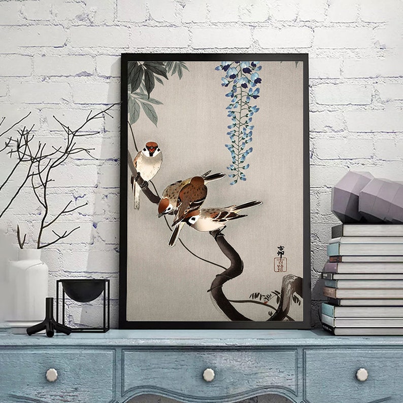 POSTER Ring sparrows at wisteria-Ohara Koson,Vintage Japan Poster ...