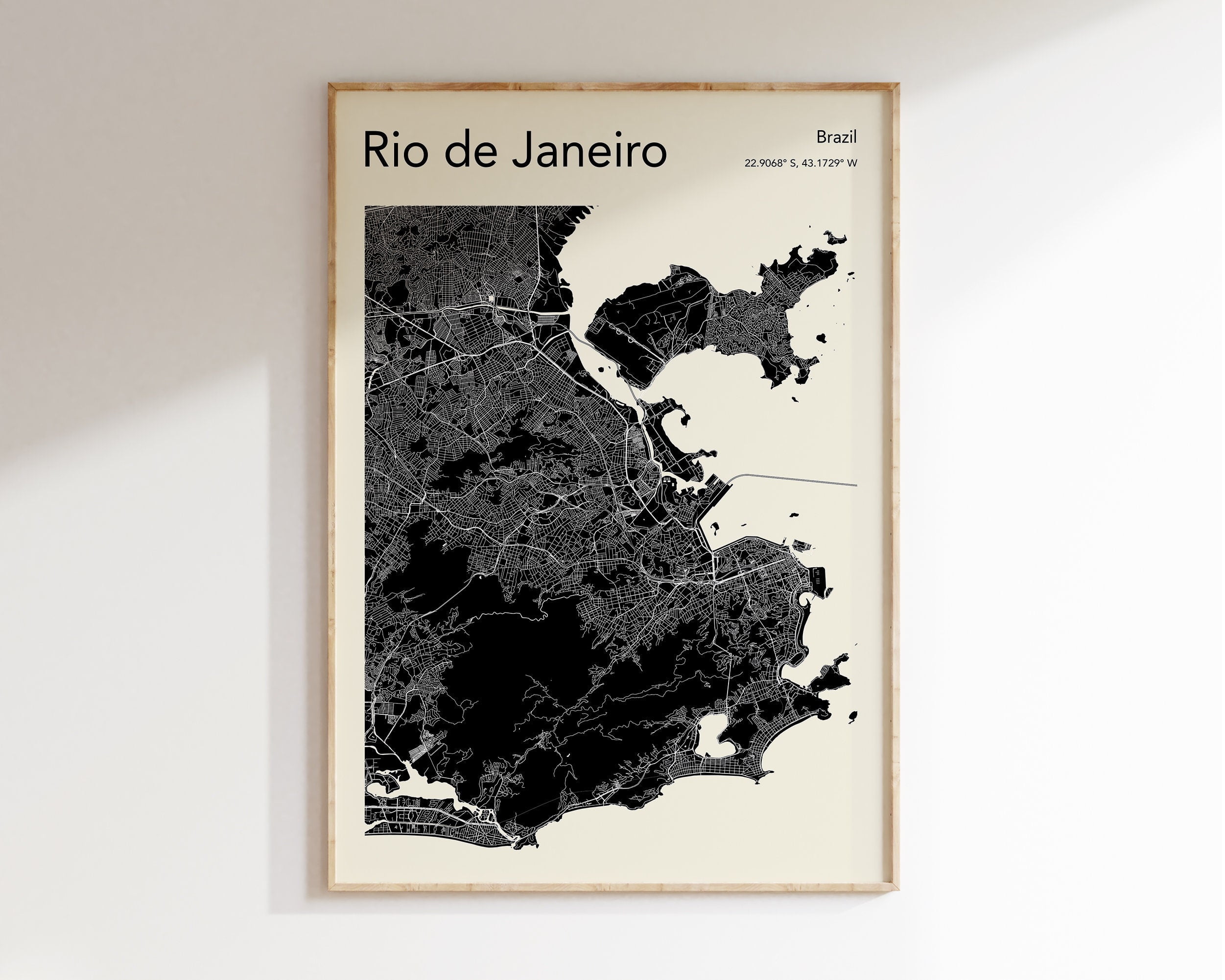 POSTER Rio de Janeiro City Map Print, , Rio de Janeiro Brazil Map ...