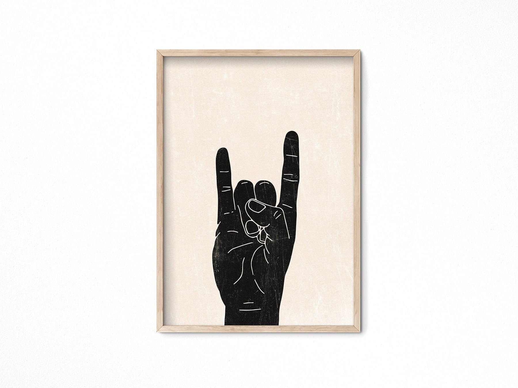 POSTER Rock On Hand Gesture Printable Wall Art, Devil Horns Hand Sign ...