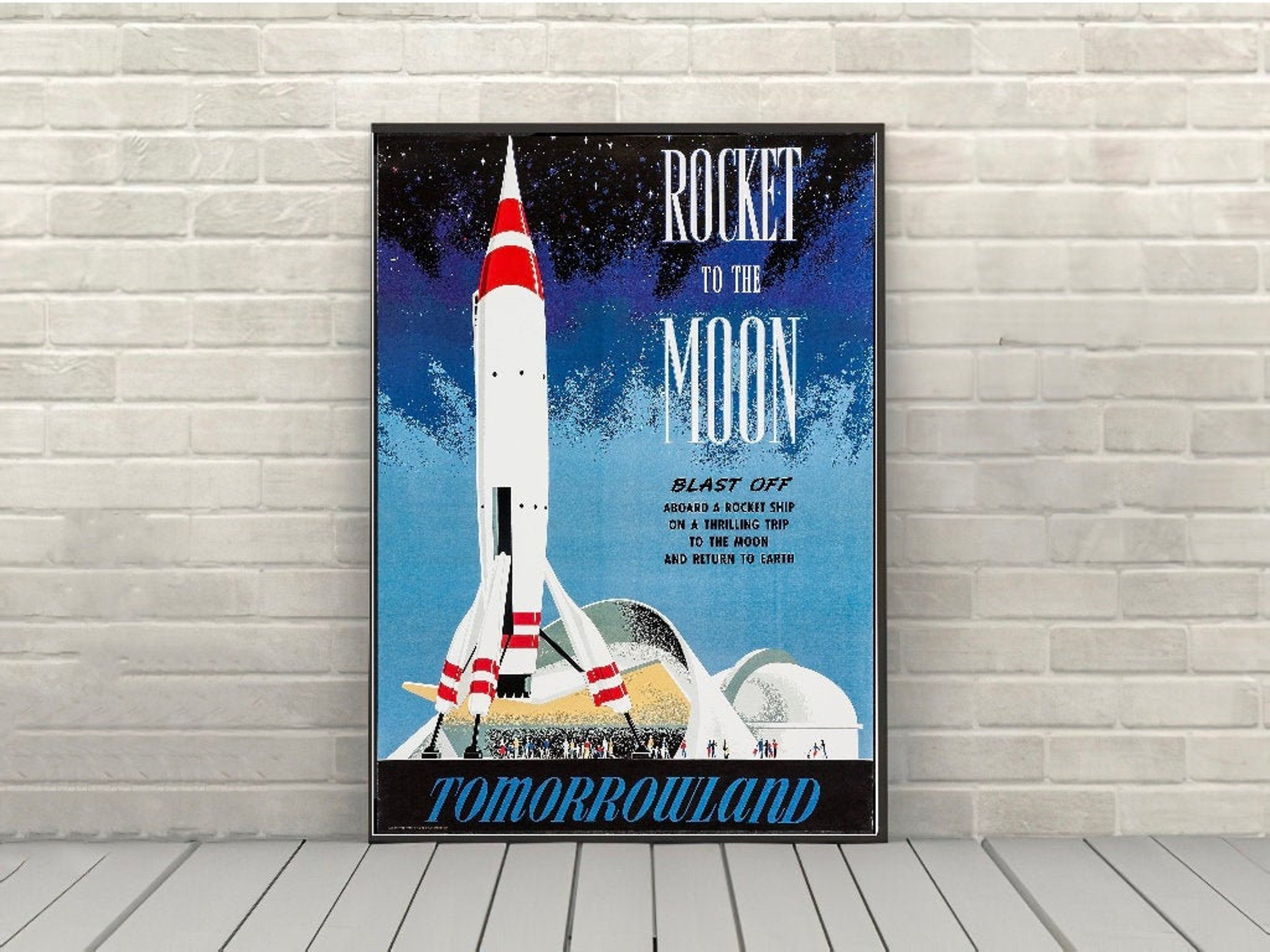 POSTER Rocket to the Moon Disneyland Poster Tomorrowland Poster Disney ...