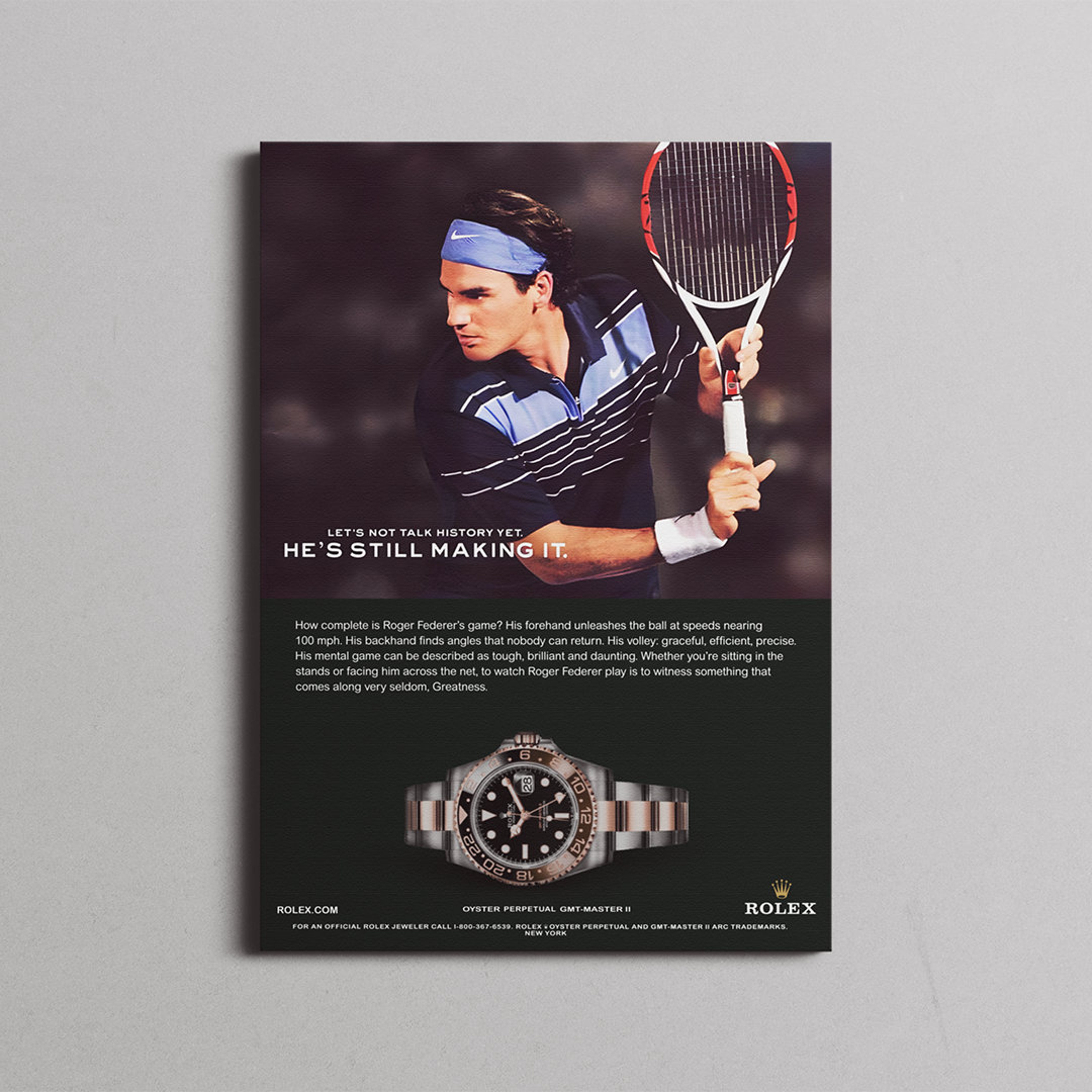 POSTER Roger Federer Rolex poster, Rolex Gmt Master poster,rolex poster ...