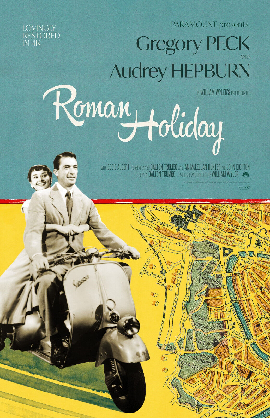 POSTER Roman Holiday Film By William Wyler 1953 Vintage Movie Poster ...
