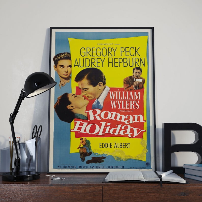 POSTER Roman Holiday Movie Poster , Audrey Hepburn Film , Cinema Room ...