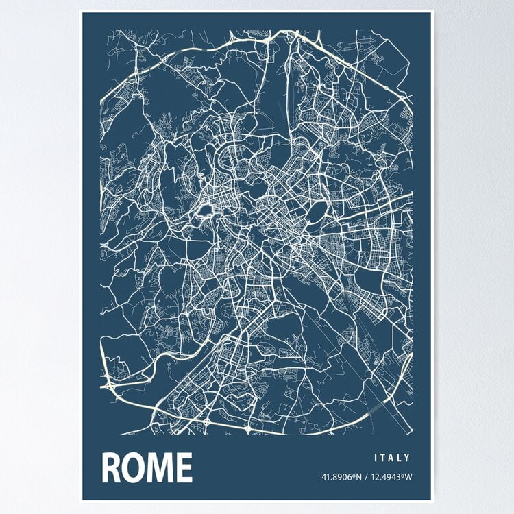 POSTER Rome Blueprint City Map POSTER UNFRAMED, 8x12 - Walmart.com