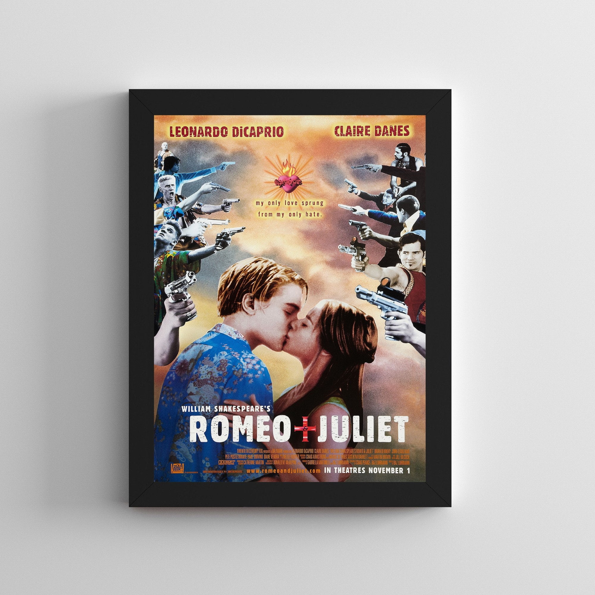 POSTER Romeo + Juliet Leonardo DiCaprio Film / Movie Poster -UNFRAMED ...