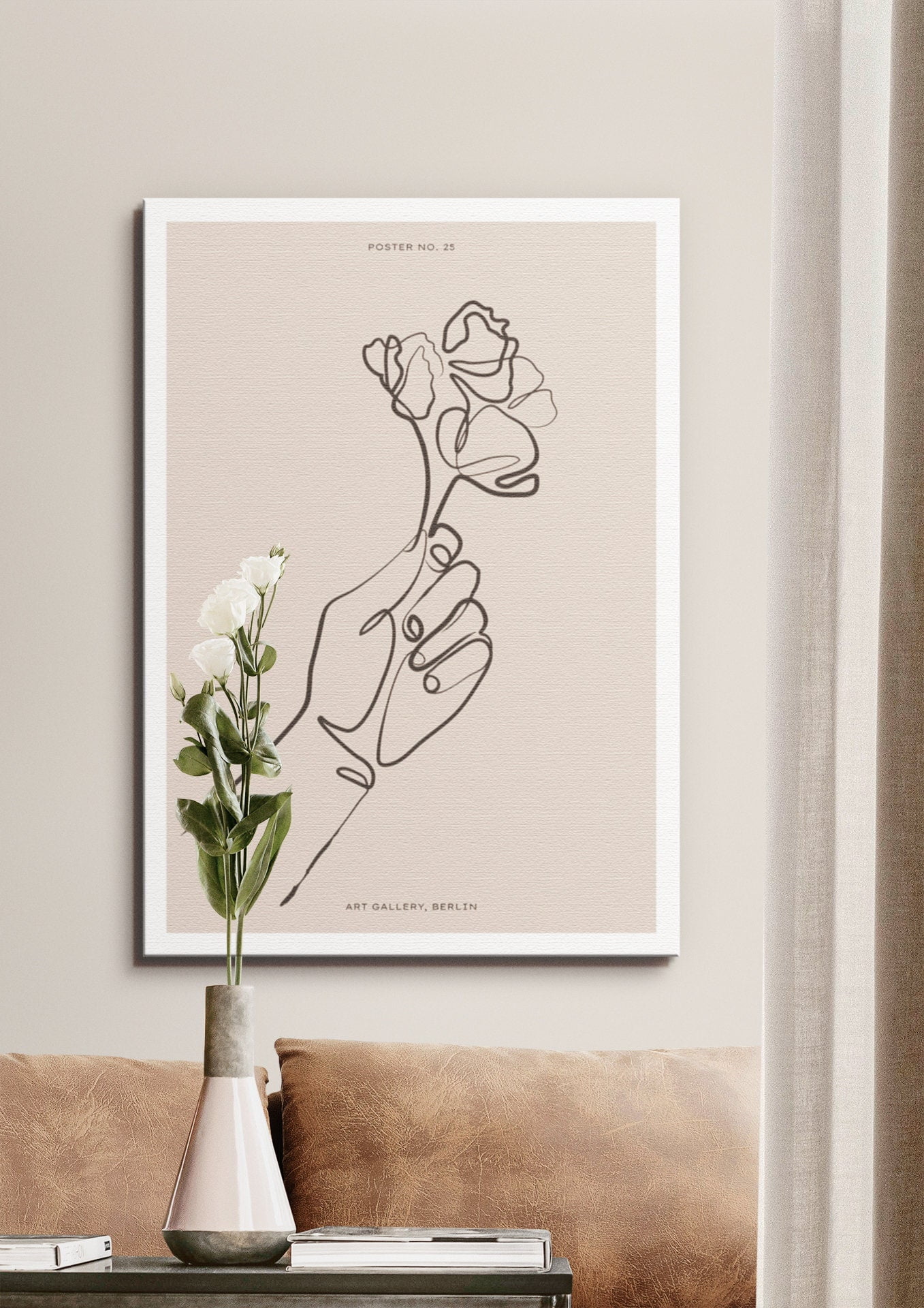 POSTER Rose Line Art| | Line Art Hand| Couple gift| Flower Line Art ...