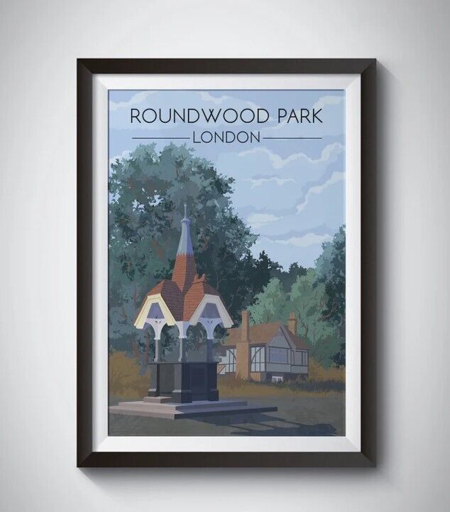 POSTER Roundwood Park Poster, North West London, Willesden, Harlesden, The Drinking-24x36 ...