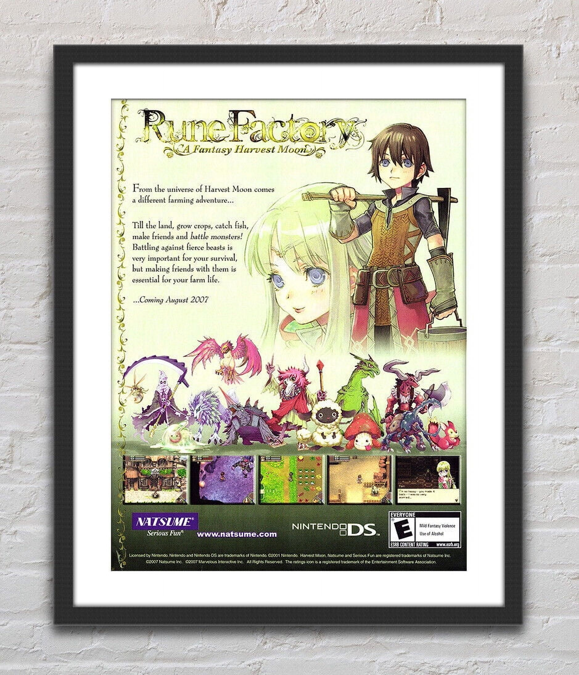 POSTER Rune Factory A Fantasy Harvest Moon Nintendo DS Glossy Ad Poster ...