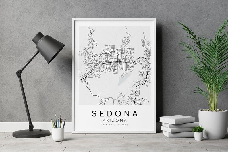 POSTER SEDONA Map Print, minimalist art, gifts for her, Arizona AR USA ...